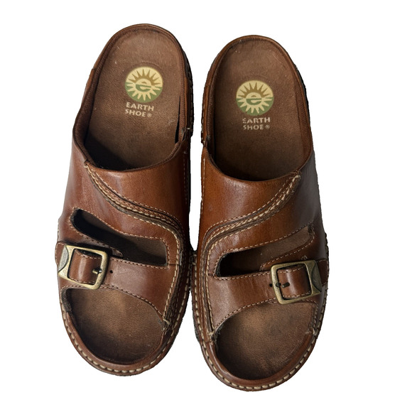 Earth | Shoes | Vintage Earth Shoes Yukon Leather Slide Sandals With ...